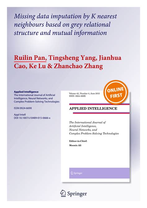 Pdf Missing Data Imputation By K Nearest Neighbours Based On Grey