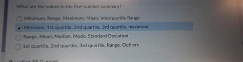 Solved What Are The Values In The Five Number Summary Chegg Com