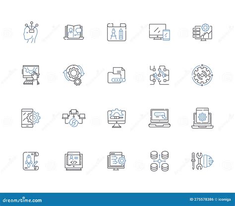 Programming Language Line Icons Collection Syntax Compiler Debugger