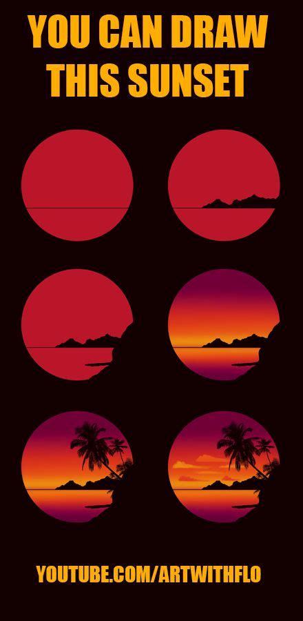 How To Draw A Tropical Scene In Procreate Digital Art Illustration Drawing Sunset Digital