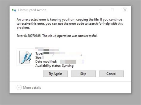 Error 0x80070185 The Cloud Operation Was Unsuccessful Appears When