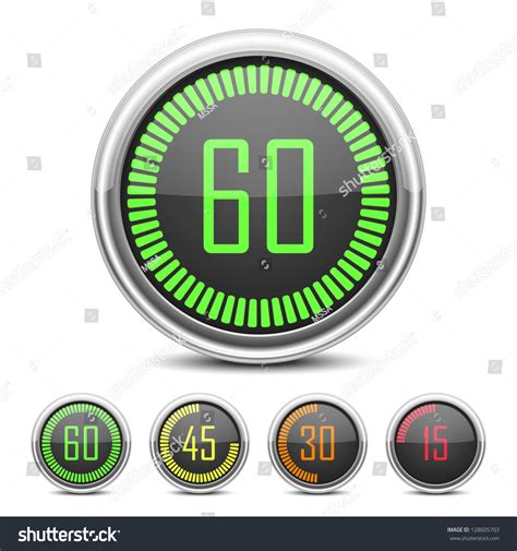 digital countdown timer isolated on white stock illustration 128605703