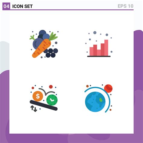 Editable Vector Line Pack Of 4 Simple Flat Icons Of Agriculture Deadline Food Chart Schedule