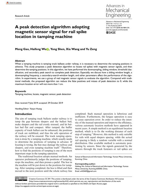 Pdf A Peak Detection Algorithm Adopting Magnetic Sensor Signal For Rail Spike Location In