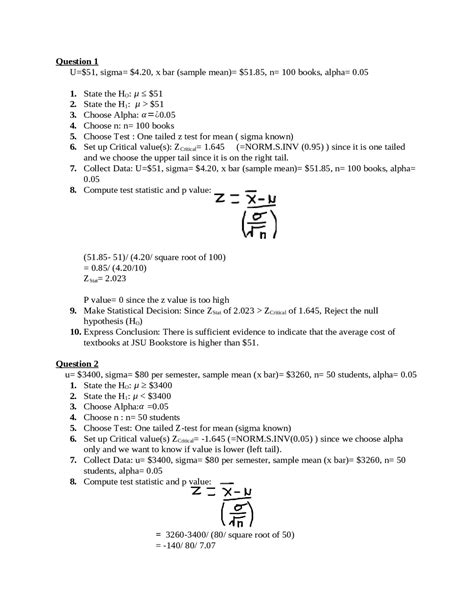 Statistical Tests For Hypothesis Lecture Notes Statistics Docsity