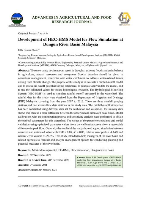 Pdf Development Of Hec Hms Model For Flow Simulation At Dungun