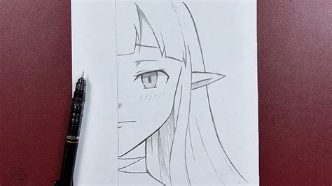 Easy Anime Drawing How To Draw Anime Elf Half Face Step By Step Youtube