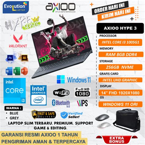 Jual Laptop Gaming Axioo Mybook Hype Intel I G Gb Gb Fhd Ips Win Shopee