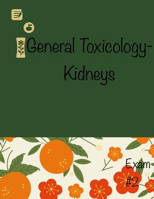 Final Exam Gen Tox Key Ideas From The Lecture General Toxicology Final Exam Males