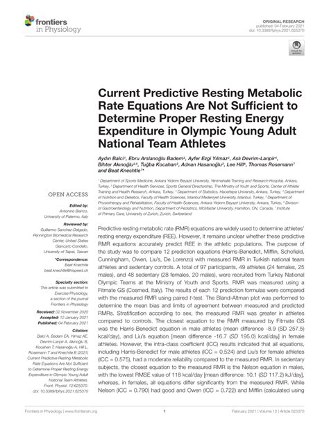 Pdf Current Predictive Resting Metabolic Rate Equations Are Not