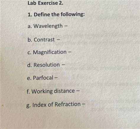 Solved Lab Exercise 2define The Followinga ﻿wavelength