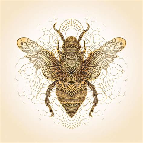 Honey Bee With Sacred Geometry Pattern Vector Illustration For Your