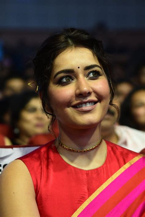 Raashii Khanna Looks Splendid In A Red Striped Saree For Mega Macho
