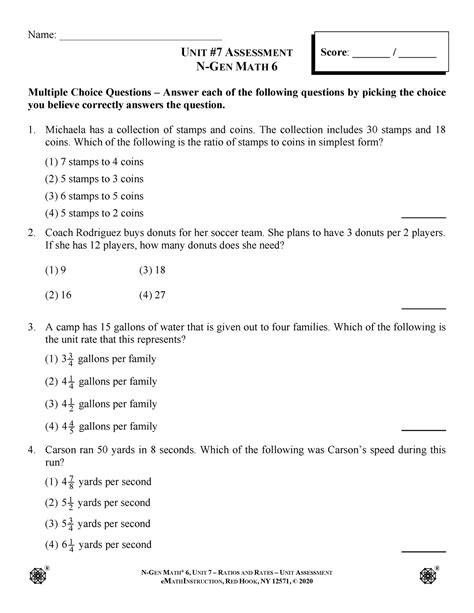 Darius Brothers Ratio Review Ngen Assessment Name N Gen Math
