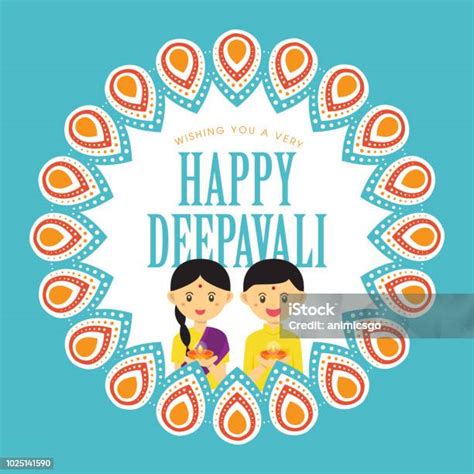 귀여운 인디언 소년과 소녀 벡터 일러스트 레이 션 디 왈 리 또는 디파발리 인사말 템플릿 디왈리에 대한 스톡 벡터 아트 및 기타 이미지 디왈리 행복 갈색 Istock
