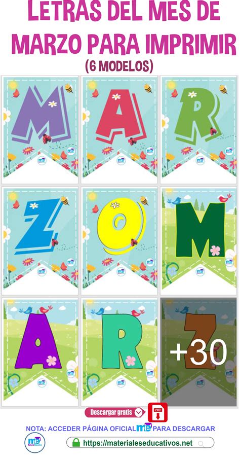 Letras Del Mes De Marzo Para Imprimir 6 Modelos Palabra Marzo Para