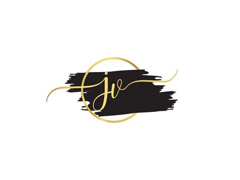 Monogram Jv Signature Logo Luxury Jv Brush And Golden Signature Logo