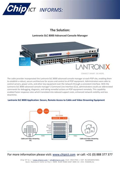 Chip Ict Informs Lantronix Slc 8000 Application Cable And Video Streaming Pdf