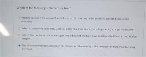 Solved Which Of The Following Statements Is True Variable