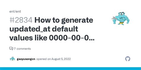 how to generate updated at default values like 0000 00 00 00 00 00