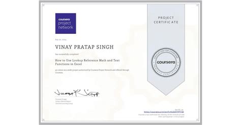 Excel Dataanalysis Continuouslearning Coursera Certification Vinay Pratap Singh