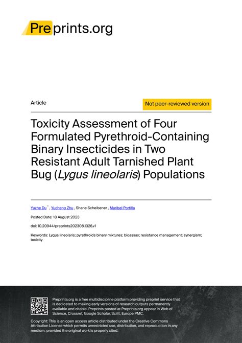 Pdf Toxicity Assessment Of Four Formulated Pyrethroid Containing
