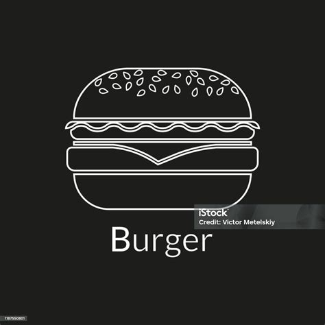 햄버거 라인 아이콘입니다 개요 햄버거와 패스트 푸드 기호 벡터 그림입니다 0명에 대한 스톡 벡터 아트 및 기타 이미지 0명 건강한 식생활 검은색 Istock