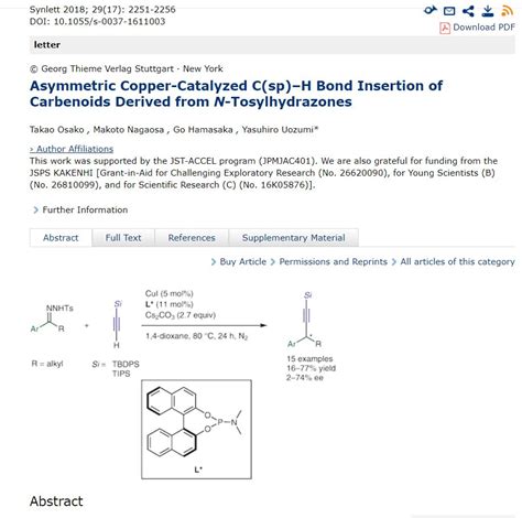 Similar Reaction Example Reporting Asymmetric Csp H Bond Insertion