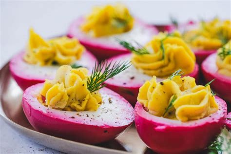 Festive Beet Pickled Deviled Eggs Creative In My Kitchen