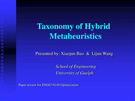 Ppt Taxonomy Of Hybrid Metaheuristics Powerpoint Presentation Free Download Id3627768