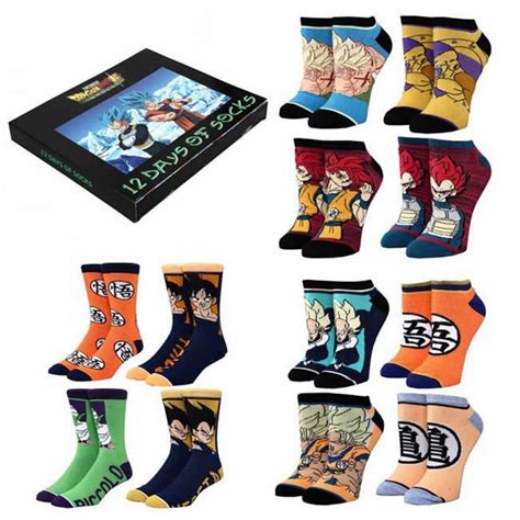 Dragon Ball Z Mens 12 Day Goku Anime Casual Ankle Crew Socks Box Combo