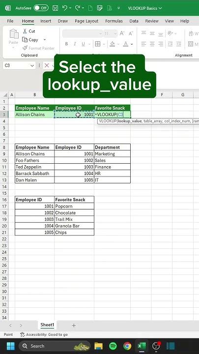 Vlookup Basics In 60 Seconds 🔍 Excel Youtube
