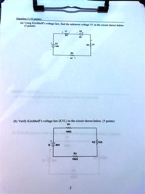 solved question 2 10 points a using kirchhoff s voltage law find