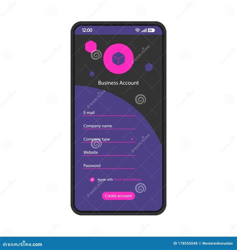 Create Business Account Smartphone Interface Vector Template Stock