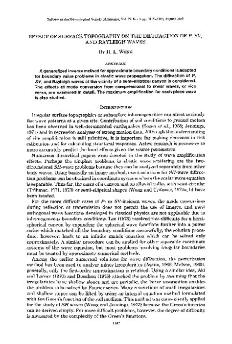 Pdf Effect Of Surface Topography On The Diffraction Of P Sv And Rayleigh Waves