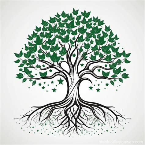 Tree With Roots And Red Leaves As A Symbol Of Political Party Prompts