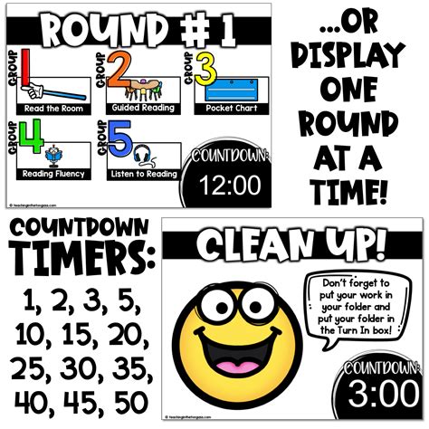 Station Center Rotation Slides With Timers Reading Writing Math