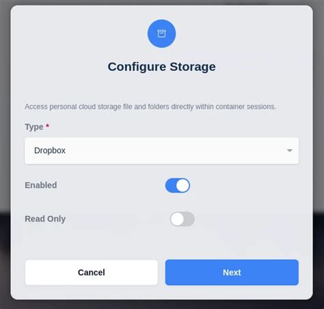 Dropbox Storage Mapping Configuration — Kasm 1140 Documentation