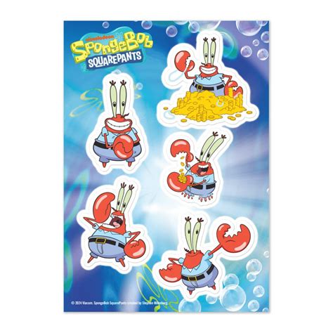 Spongebob Squarepants Sr Krabs Sticker Sheet Paramount Shop