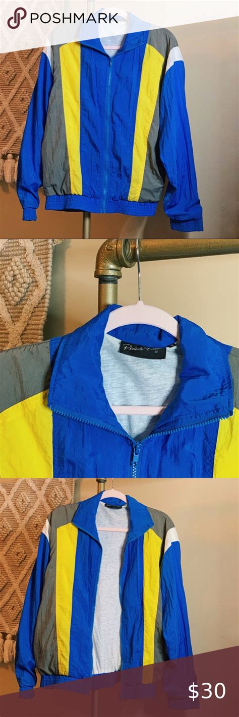 Vintage Blue And Yellow Windbreaker Jacket Unique Retro Style