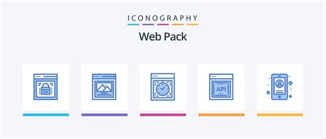 web pack blue 5 icon pack including business application programmer interface computer api