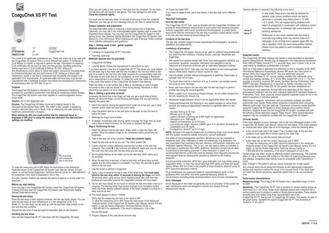 Coaguchek Xs Pt Test Strip Package Insert