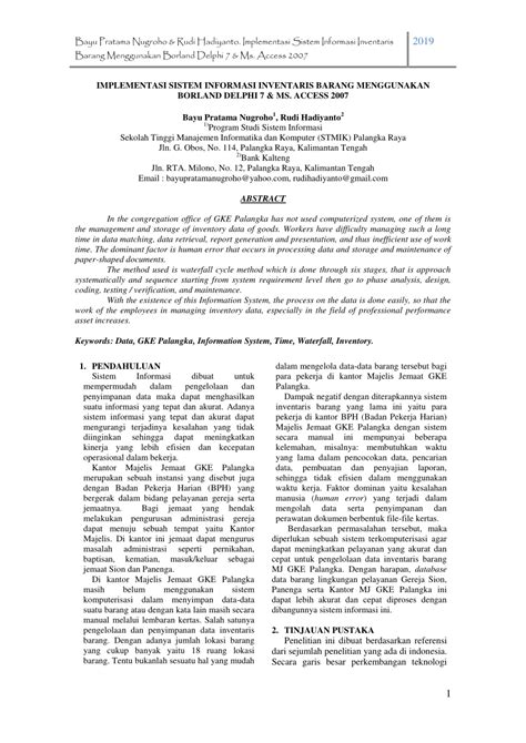 Pdf Implementasi Sistem Informasi Inventaris Barang Menggunakan