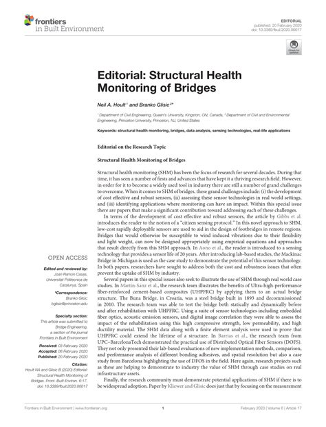 PDF Editorial Structural Health Monitoring Of Bridges