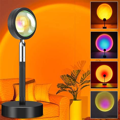 Wkbytuxr Sunset Lamp Projector Rainbow Light 360 Degree Rotation