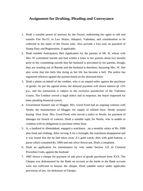 Drafting Assignment 2018 Pdf Cheque Business Law