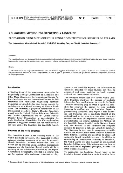 PDF A Suggested Method For Reporting A Landslide