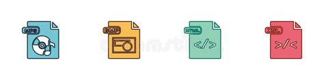 Set Mp3 File Document Bmp Html And Xsl Icon Vector Stock