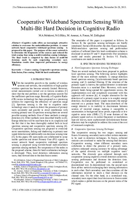 Pdf Cooperative Wideband Spectrum Sensing With Multi Bit Hard