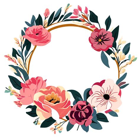 Marco Circular De Flores De Acuarela Vector Premium